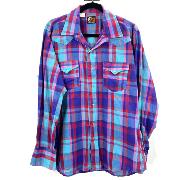 Open Range | Shirts | Vintage Open Range Pearl Snap Western Shirt Rodeo ...